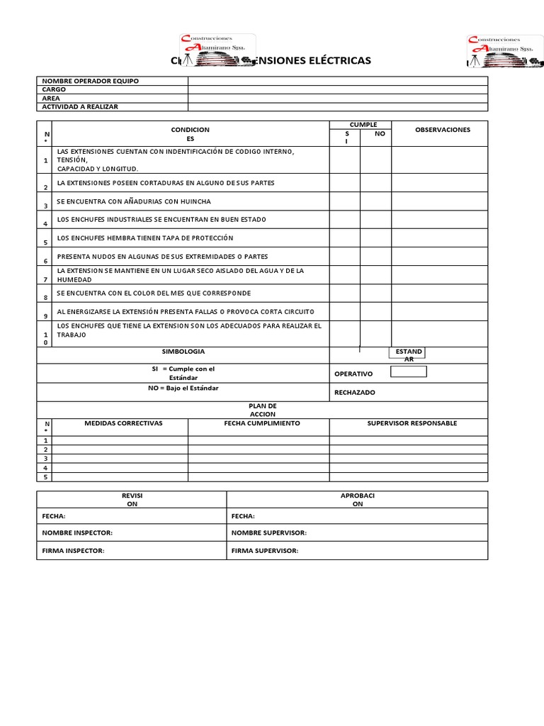 Check List Extensiones Electricas | PDF