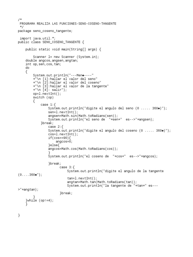 Funciones Seno - Coseno - Tangente | PDF
