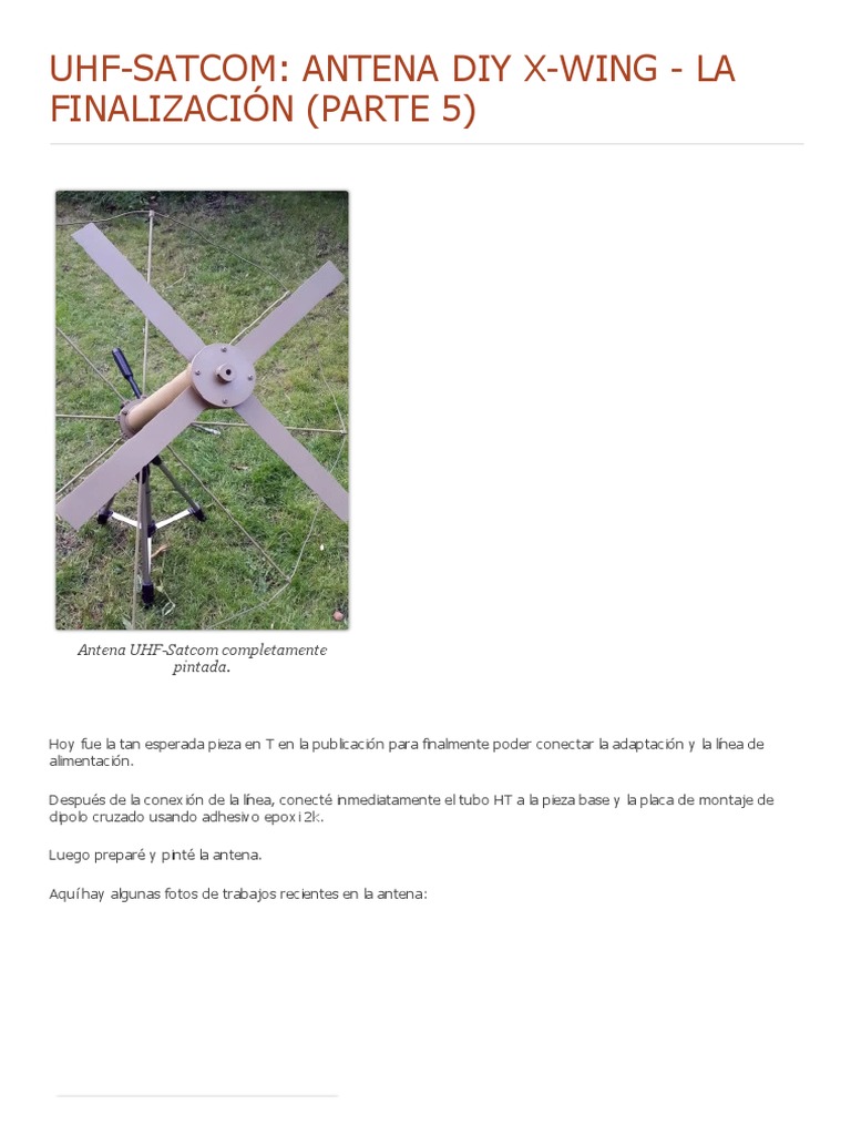 UHF-Satcom - Antena DIY X-WING - La Finalización (Parte 5) | PDF