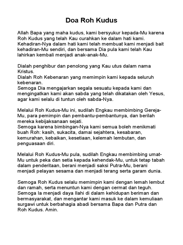 Doa Roh Kudus | PDF