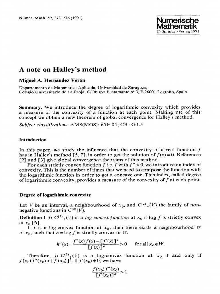 1991 A Note On Halley's Method | PDF | Function (Mathematics) | Logarithm