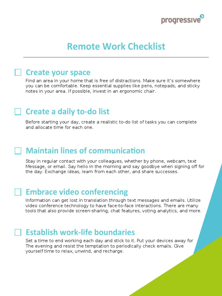Work From Home Checklist | PDF