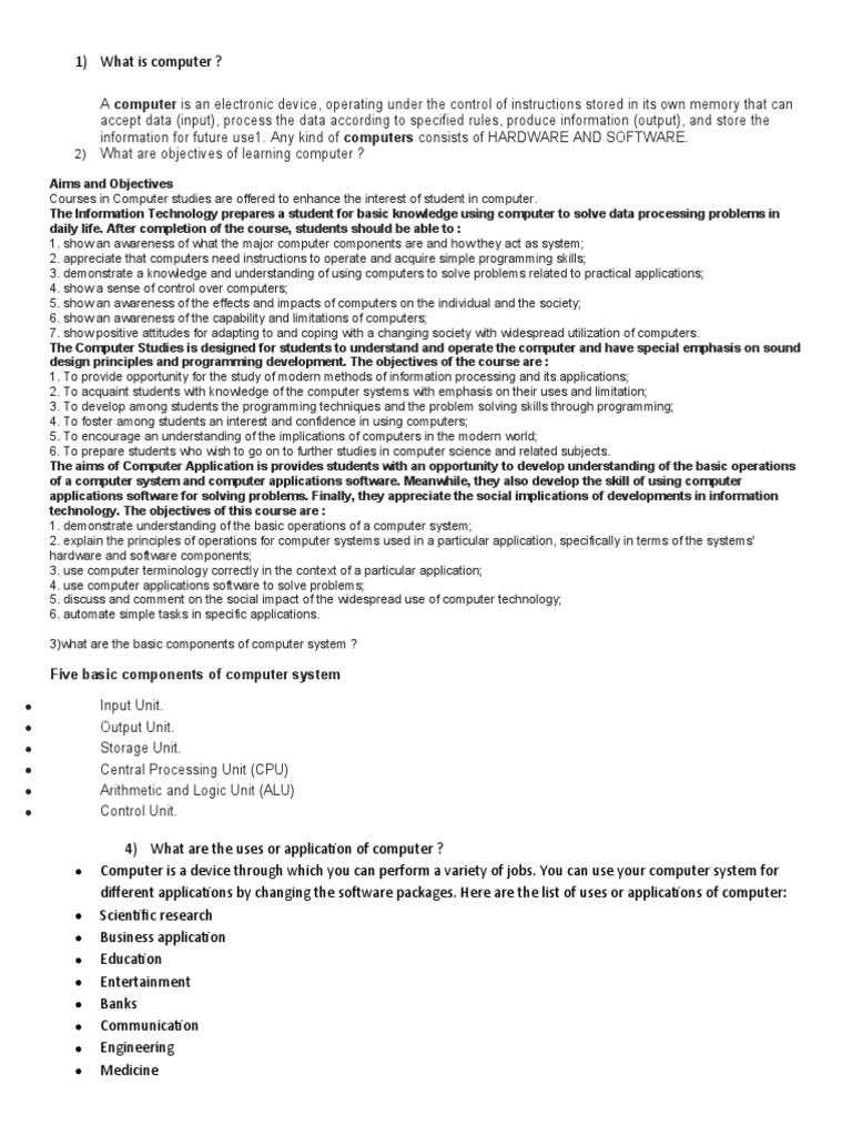 What Is Computer | PDF | Computer Data Storage | Random Access Memory