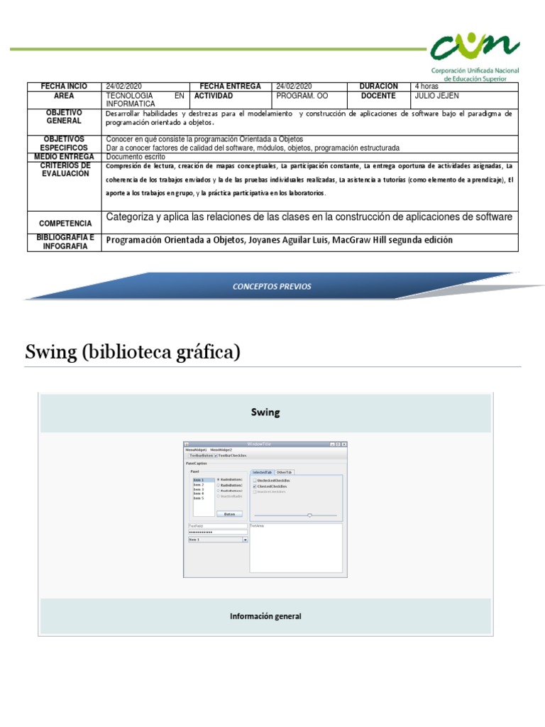 Introducción a Java Swing y GUI | PDF | Java (lenguaje de programación) | Plataformas de computación