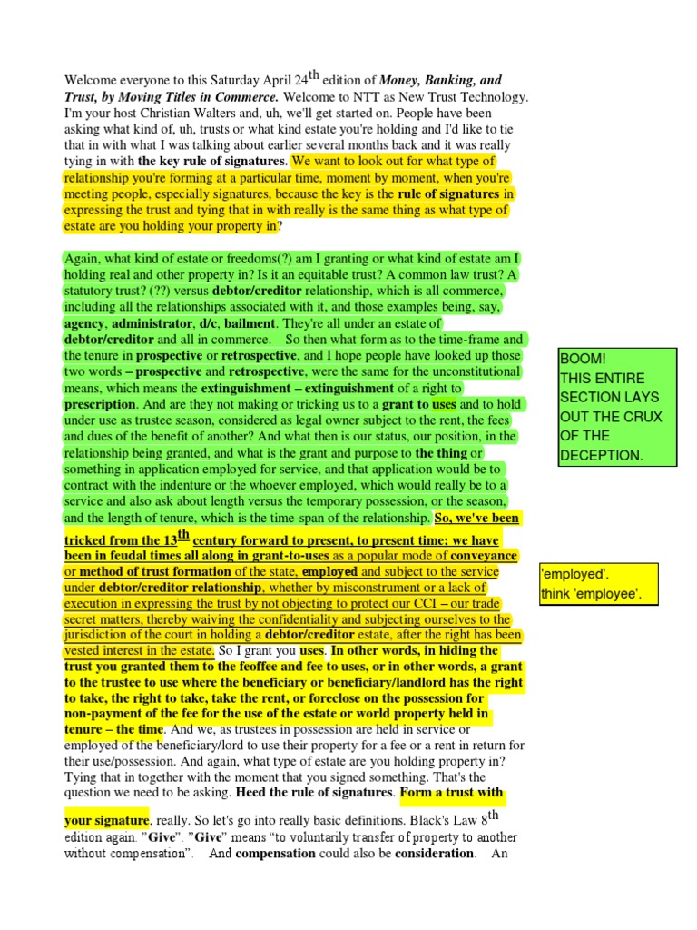 2010-04-24 The Rule of Signatures | PDF | Trust Law | Trustee