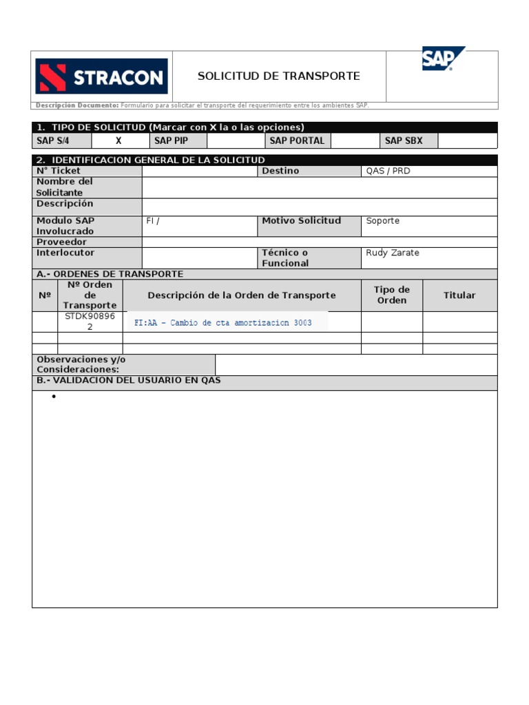 Formato de Solicitud de Transporte | PDF