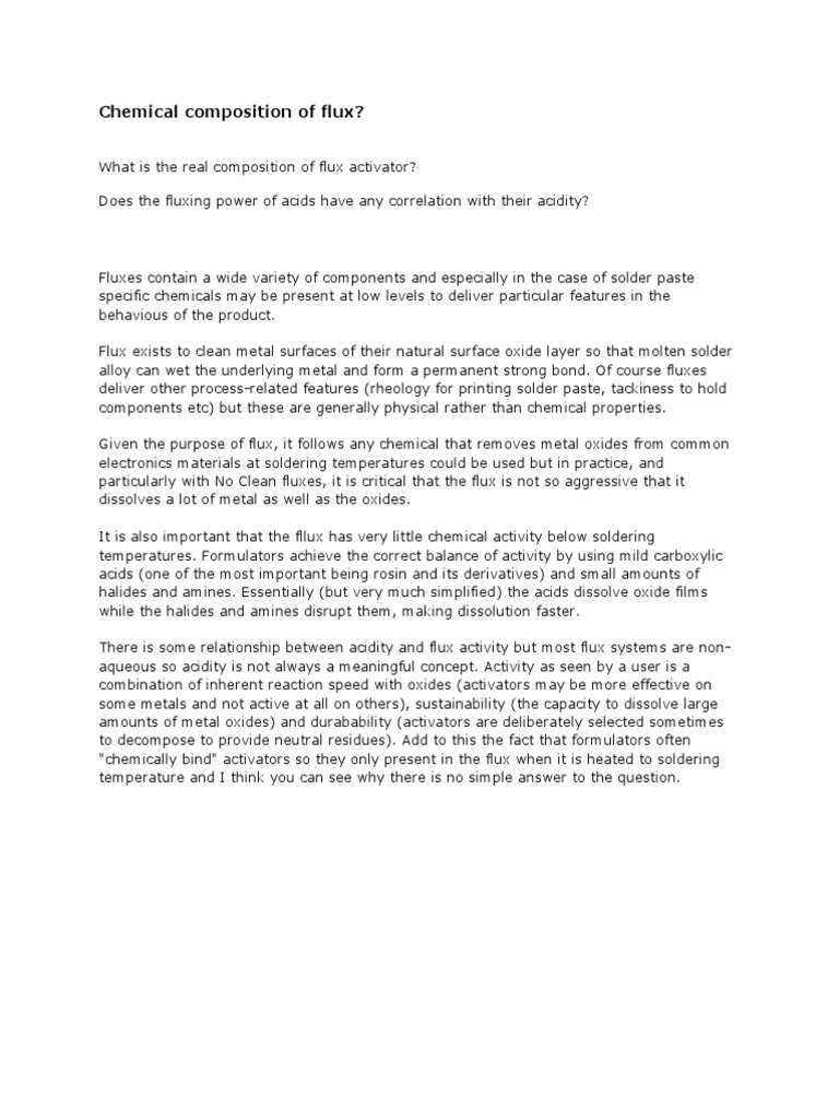 Chemical Composition of Flux | PDF