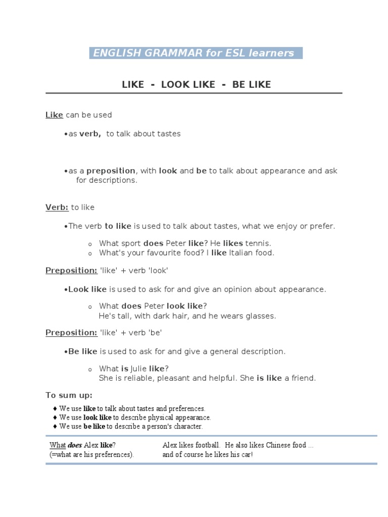 Be Like, Look Like Grammar | PDF | Language Arts & Discipline