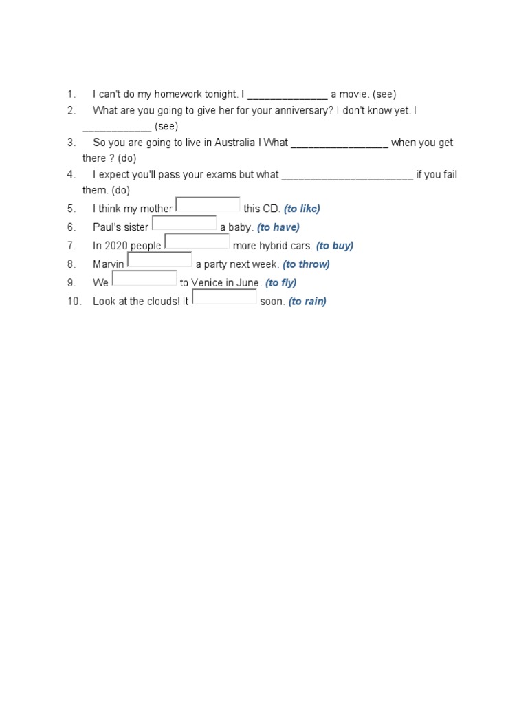 Future Tense Will Vs Be Going To Test | PDF