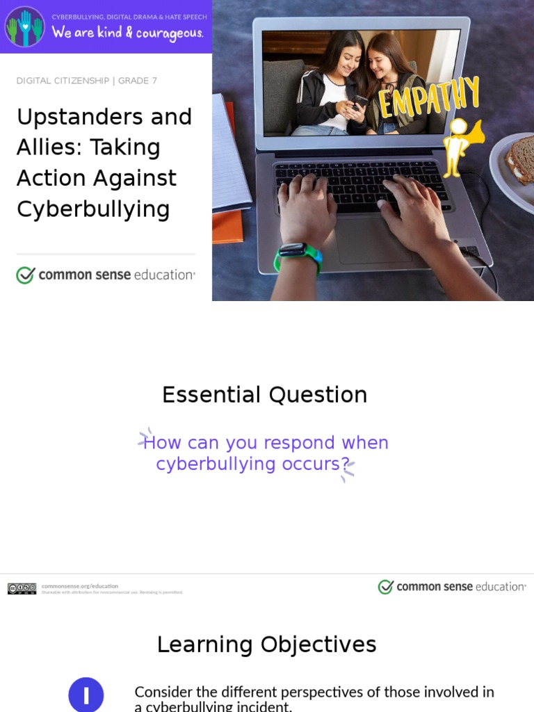Grade 7 - Upstanders and Allies - Taking Action Against Cyberbullying ...