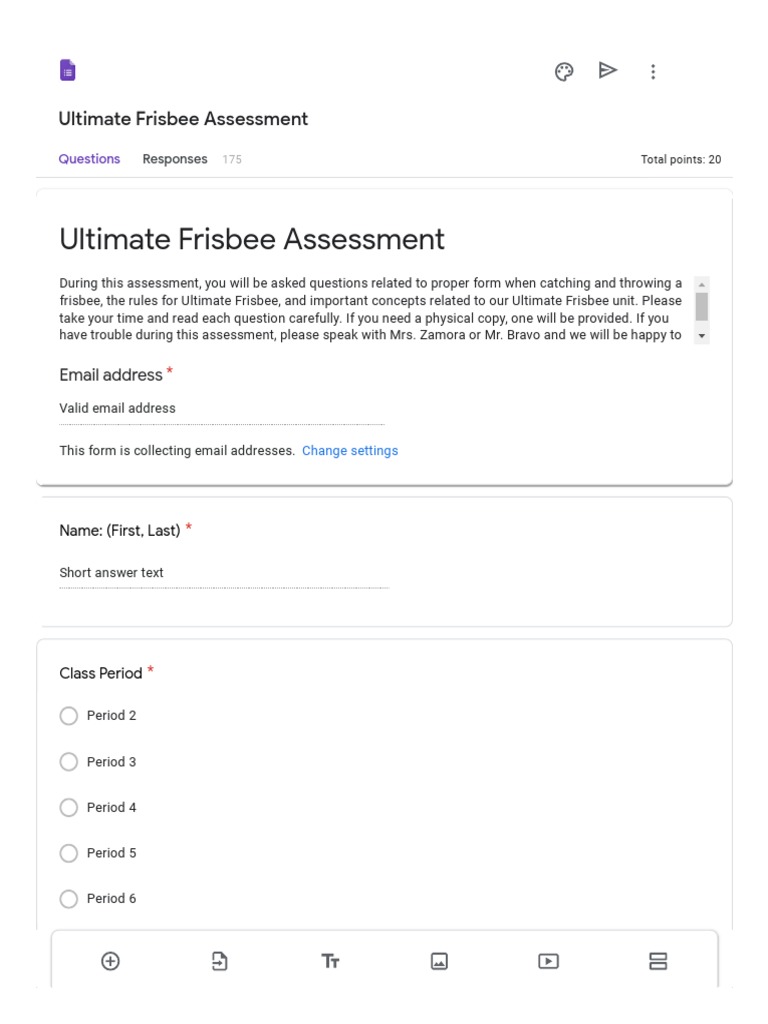 Ultimate Frisbee Assessment Form | PDF | Team Sports | Leisure