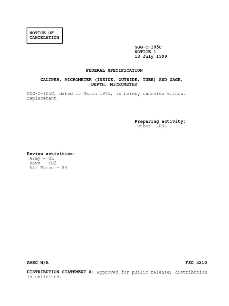 GGG-C-105C Notice 1 (Cancellation) PDF | PDF