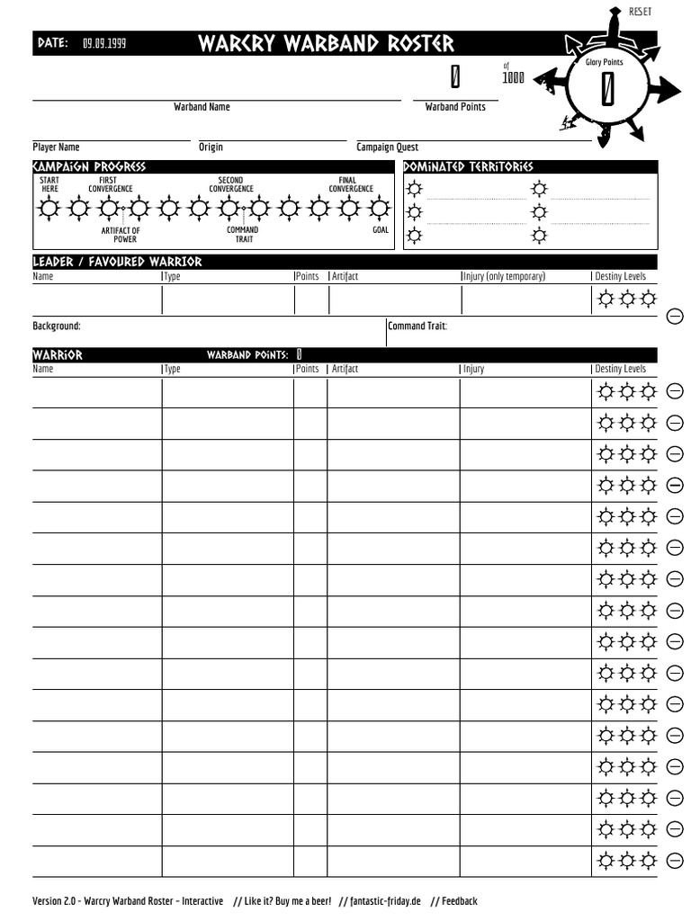 Warcry Warband Roster Interactive TOC English V02 PDF | PDF