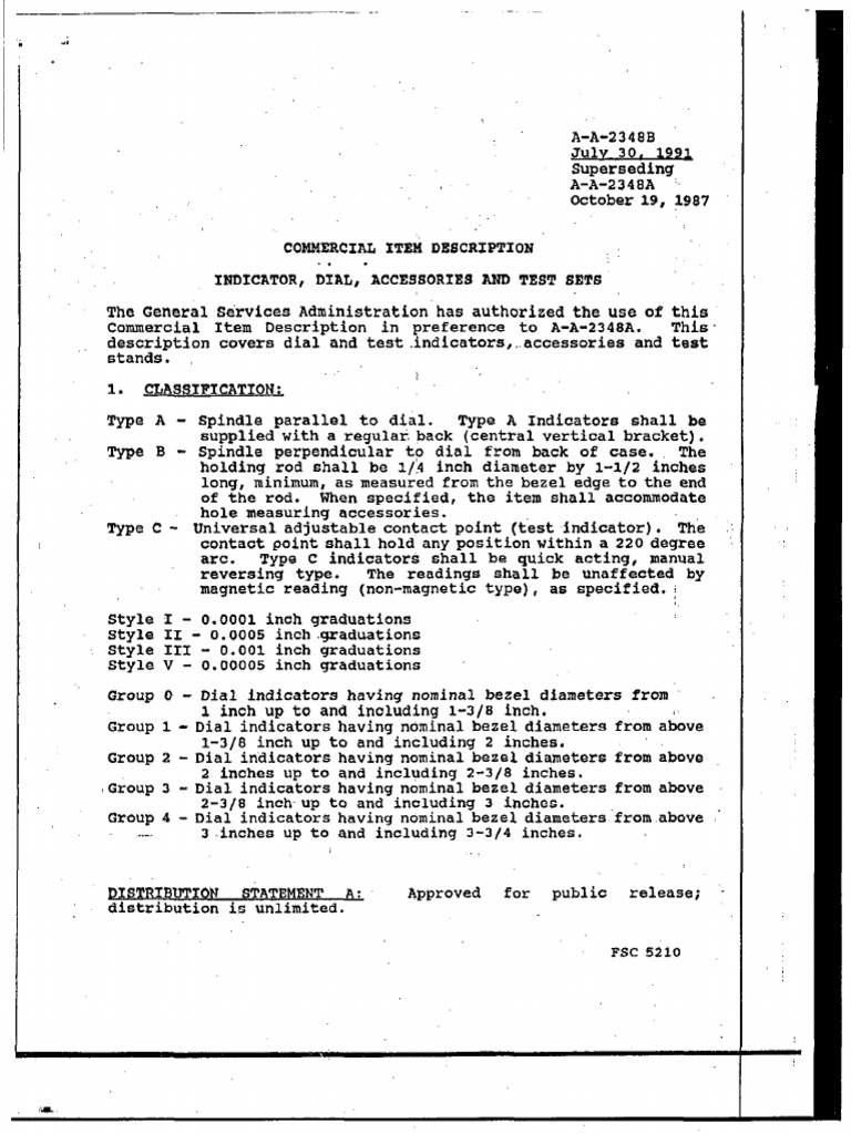 A-A-2348 Rev B Indicator, Dial, Accessories and Test Sets | PDF