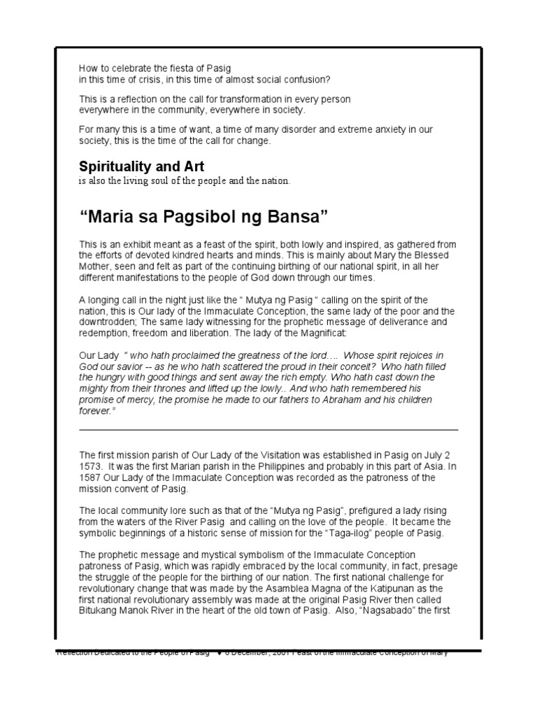 The Fiesta of Pasig A | PDF | Mary, Mother Of Jesus | Religious ...