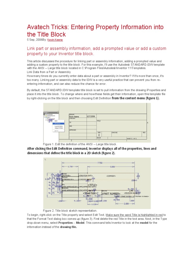 Avatech Tricks: Entering Property Information Into The Title Block | PDF | Dialog Box | System ...