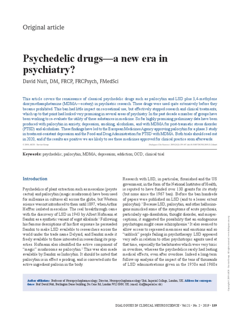 Psychedelic Drugs-A New Era in Psychiatry? | PDF | Psilocybin | Mdma