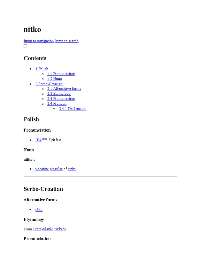 Nitko: Jump To Navigation Jump To Search | PDF