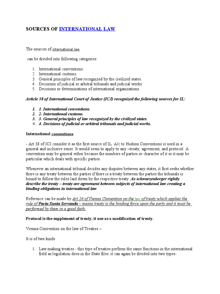 Sources of International Law | PDF | Treaty | International Law