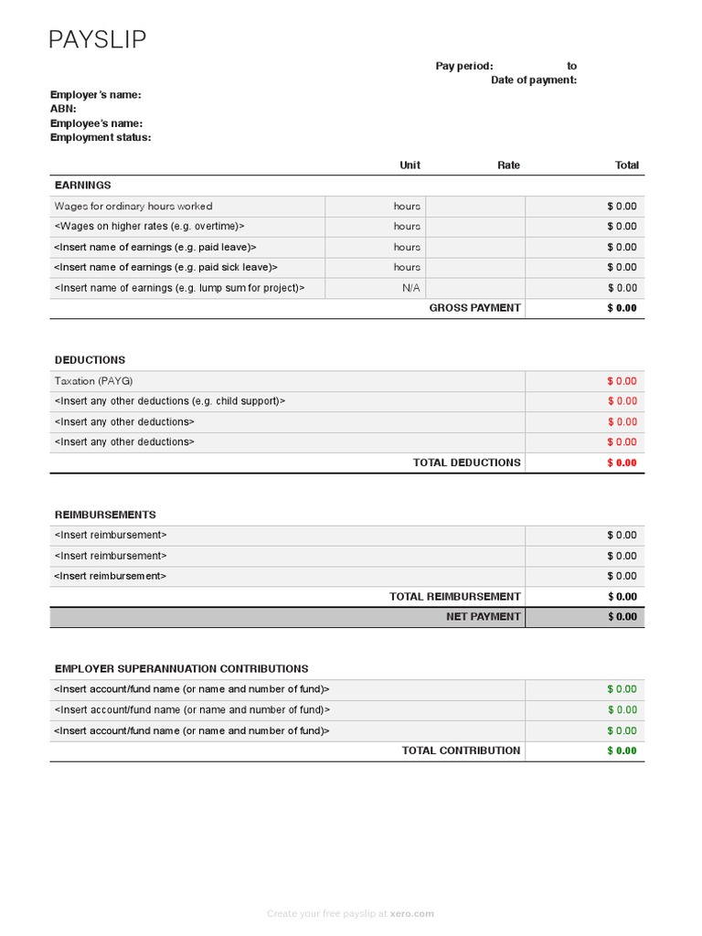 Payslip Template Free Download Excel