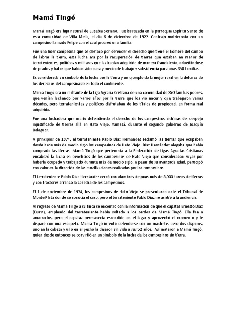 Biografia Mama Tingo | PDF | Agitación