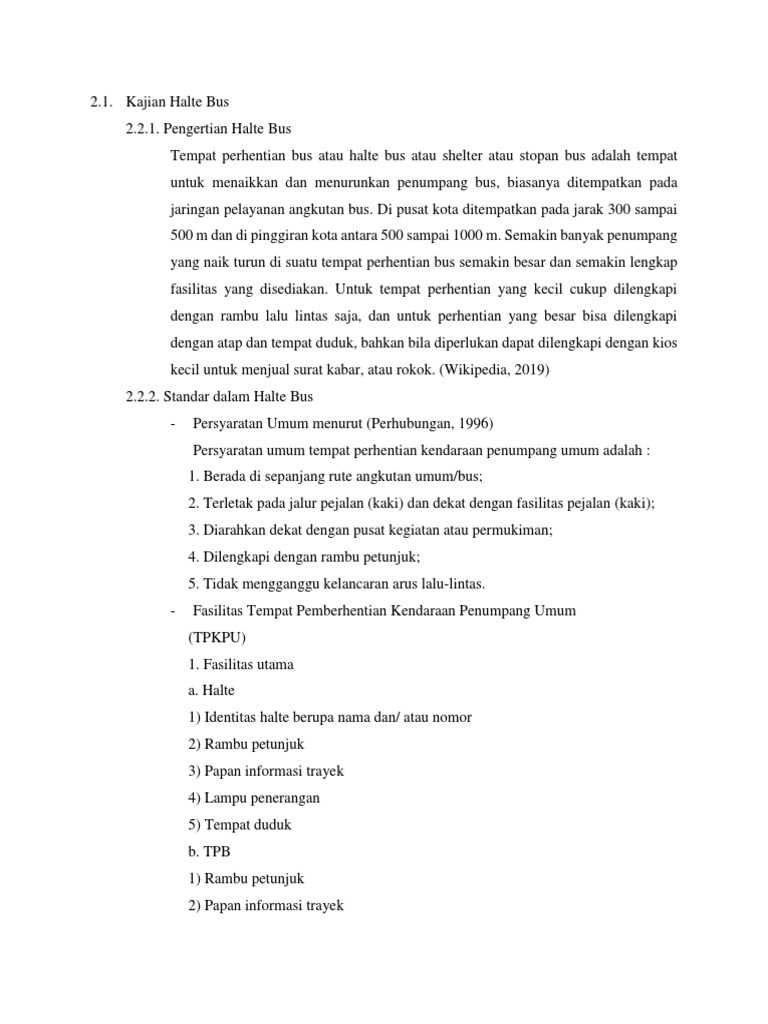 Standar Halte Bus dan Fasilitasnya | PDF