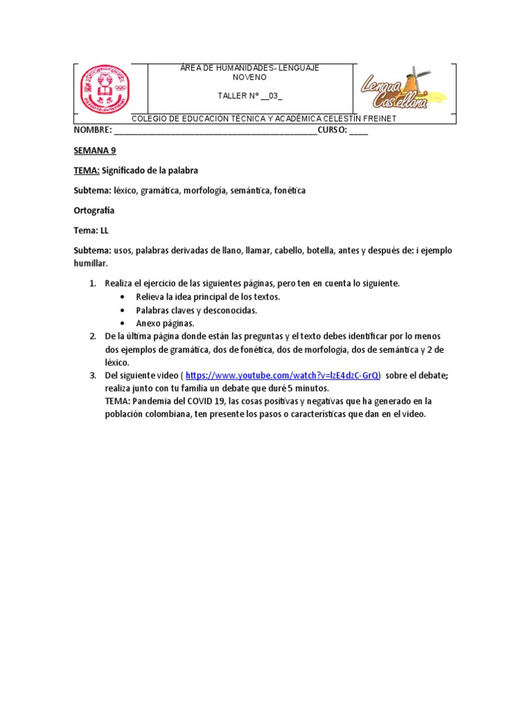 Taller Grado Sexto Significado de La Palabra | PDF