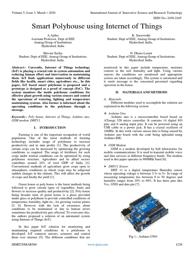 Smart Polyhouse Using Internet | PDF | Internet Of Things | Sensor
