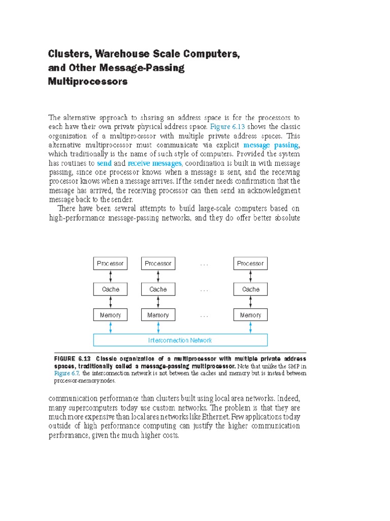Clusters, Warehouse Scale Computers and Other Message-Passing ...