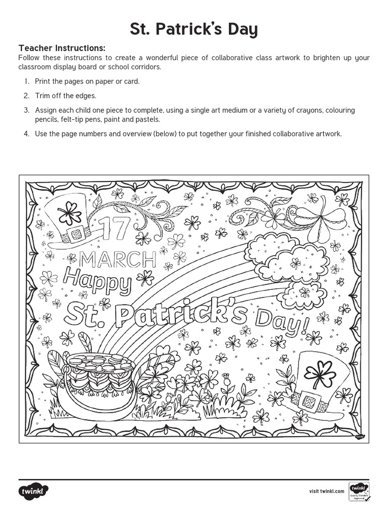 St. Patrick's Day Collaborative Mindfulness Colouring Activity PDF | PDF