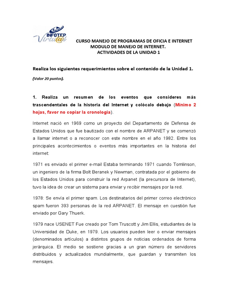 Ejercicio 1 - Unidad1 - Generalidades de Uso y Acceso A Internet | PDF ...