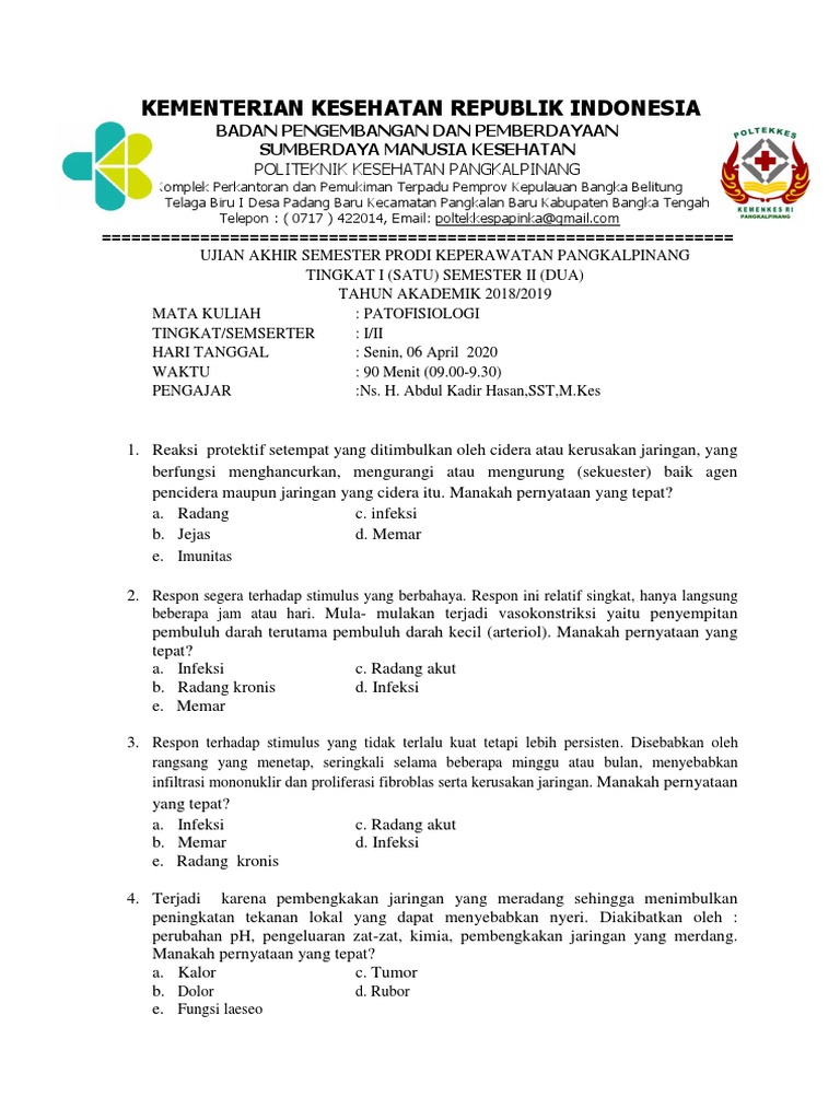 Soal UAS Patofis 2020 1 | PDF