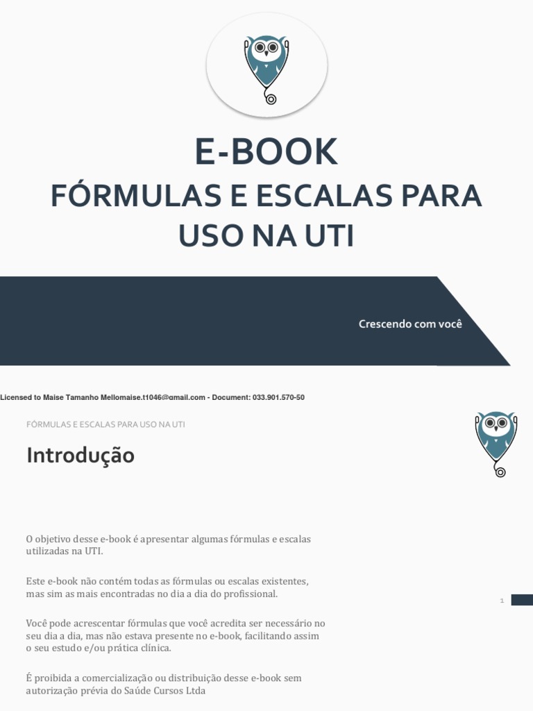 Formulas e Escalas Da UTI | PDF | Medicina Intensiva | Remédio