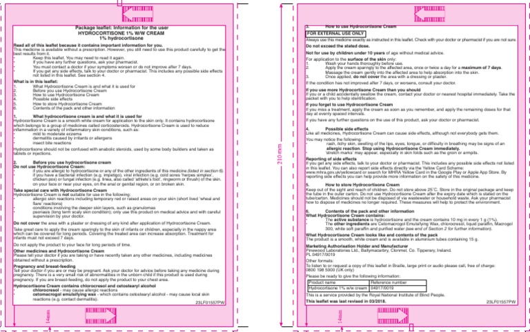 Package Leaflet: Information For The User Hydrocortisone 1% W/W Cream 1 ...