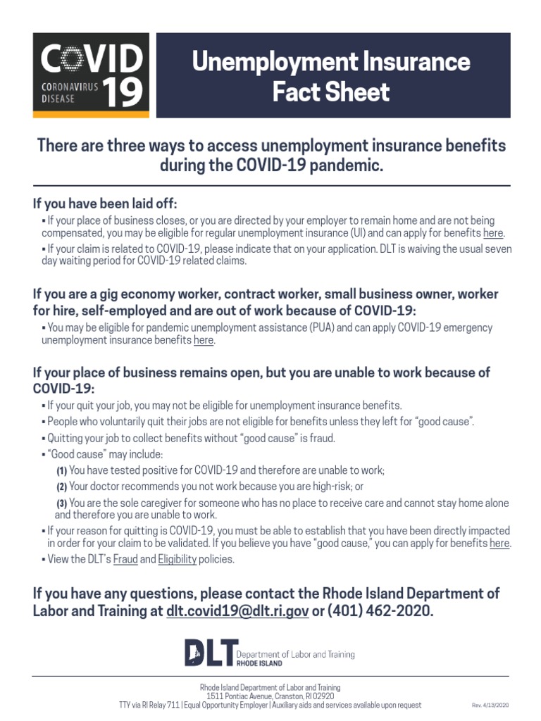 COVID-19 Fact Sheet | Download Free PDF | Unemployment Benefits ...