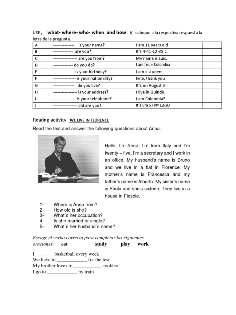 What-Where - Who - When and How: Readng Activity | PDF