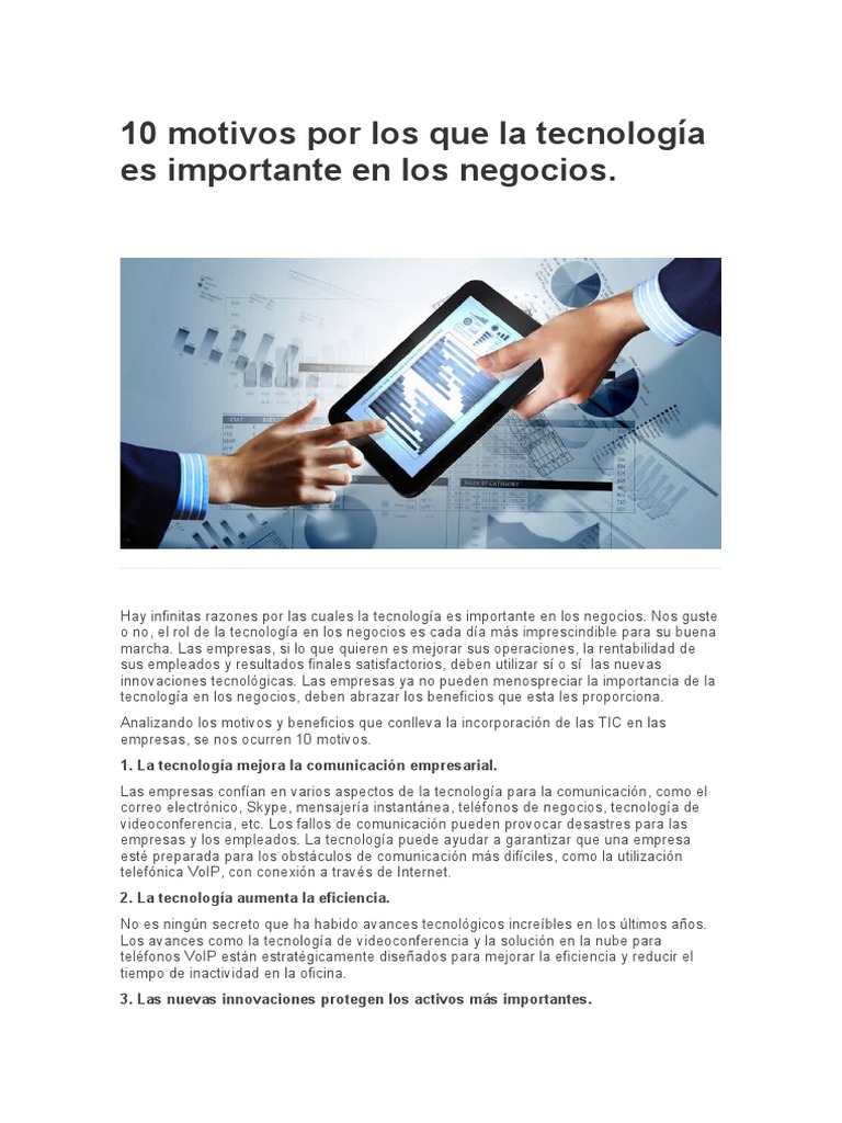 10 Motivos Por Los Que La Tecnología Es Importante en Los Negocios ...