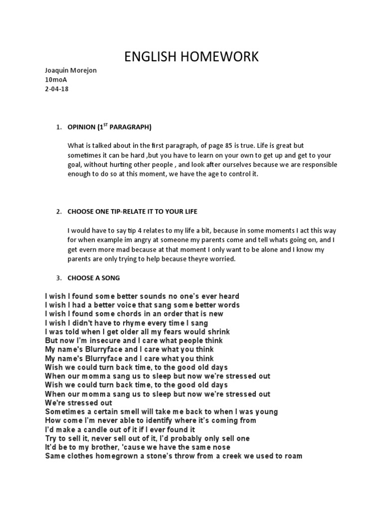 English Homework | PDF