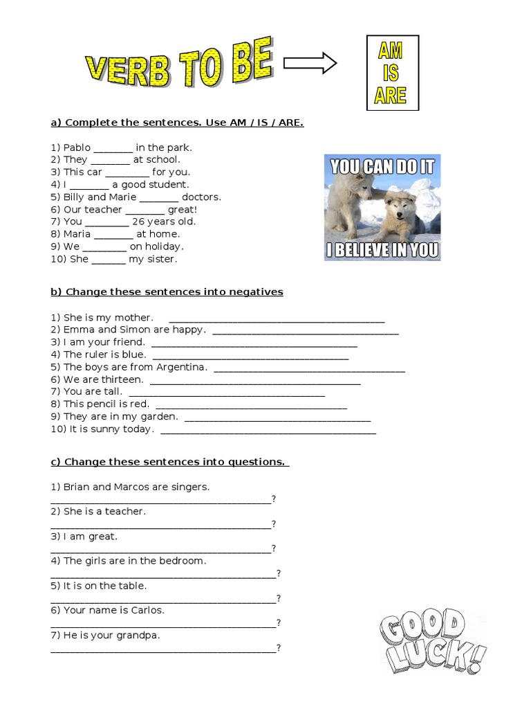 Verb To Be Extra Activity | PDF | Language Arts & Discipline