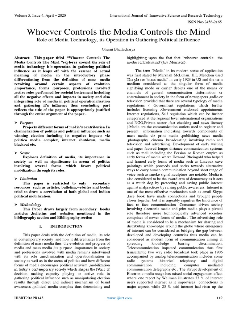 Whoever Controls The Media Controls The Mind | PDF | Media ...