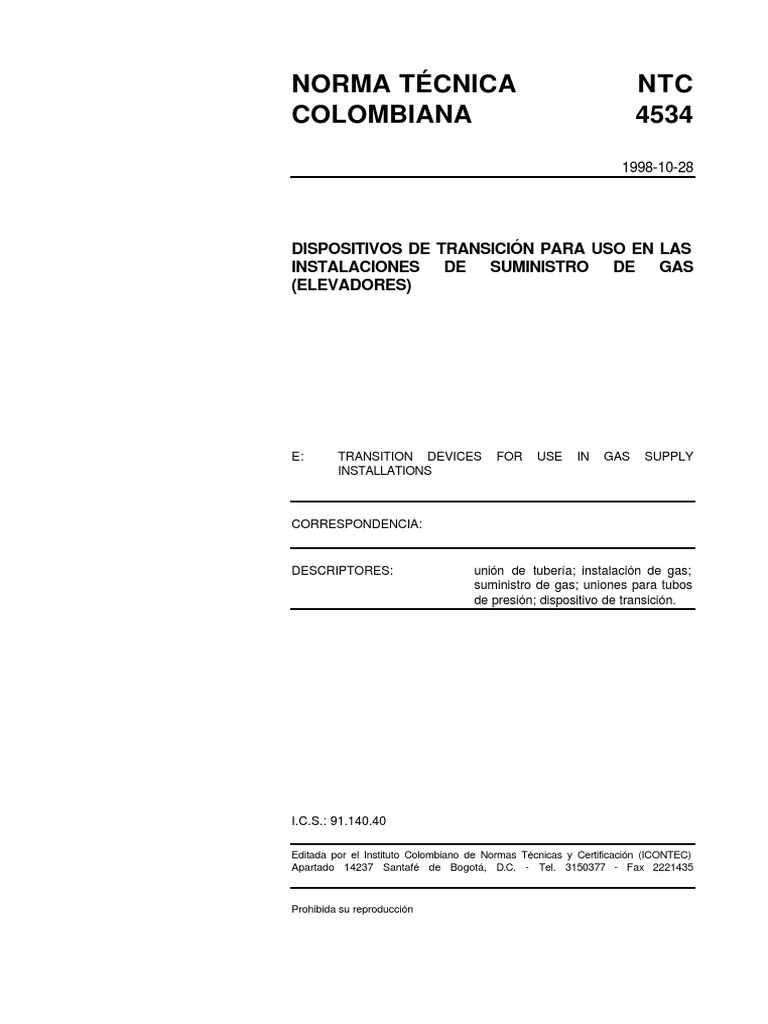 NTC 4534 | PDF | Ingeniería mecánica | Física Aplicada e Interdisciplinaria