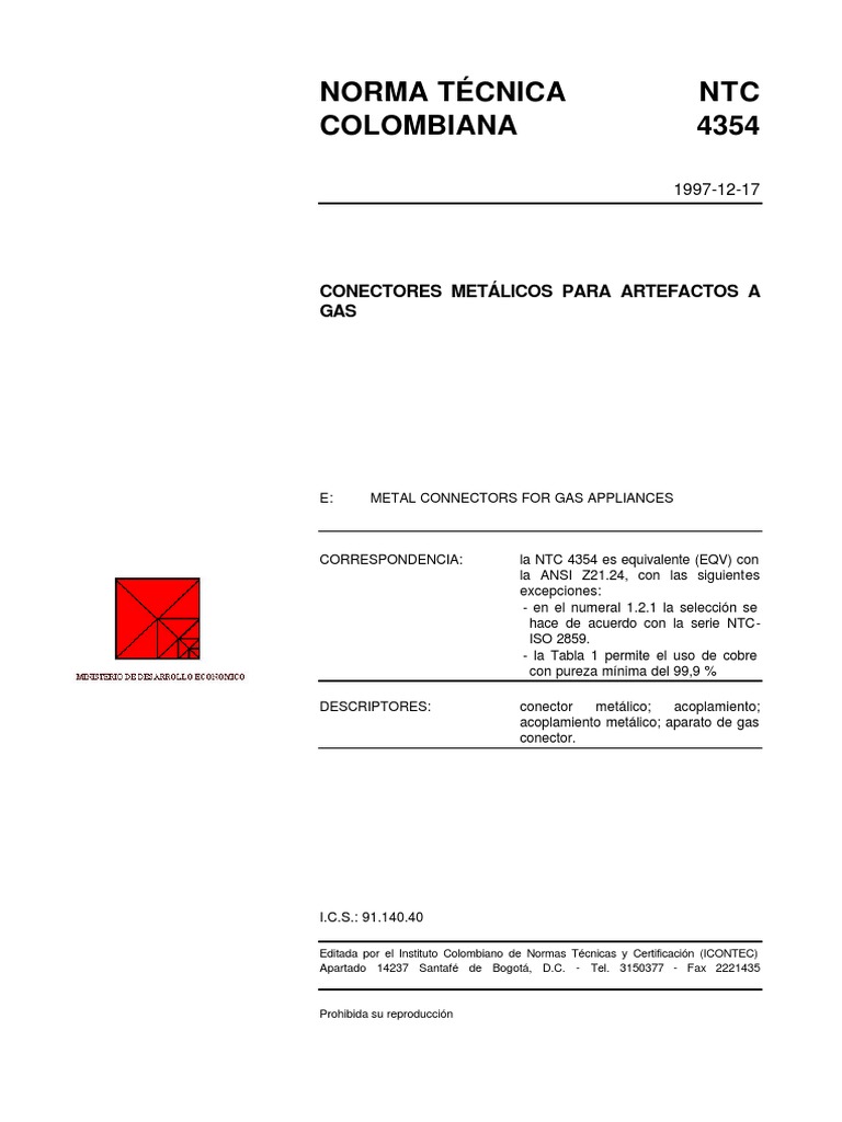 NTC 4354 | PDF | Pulgada | Cobre