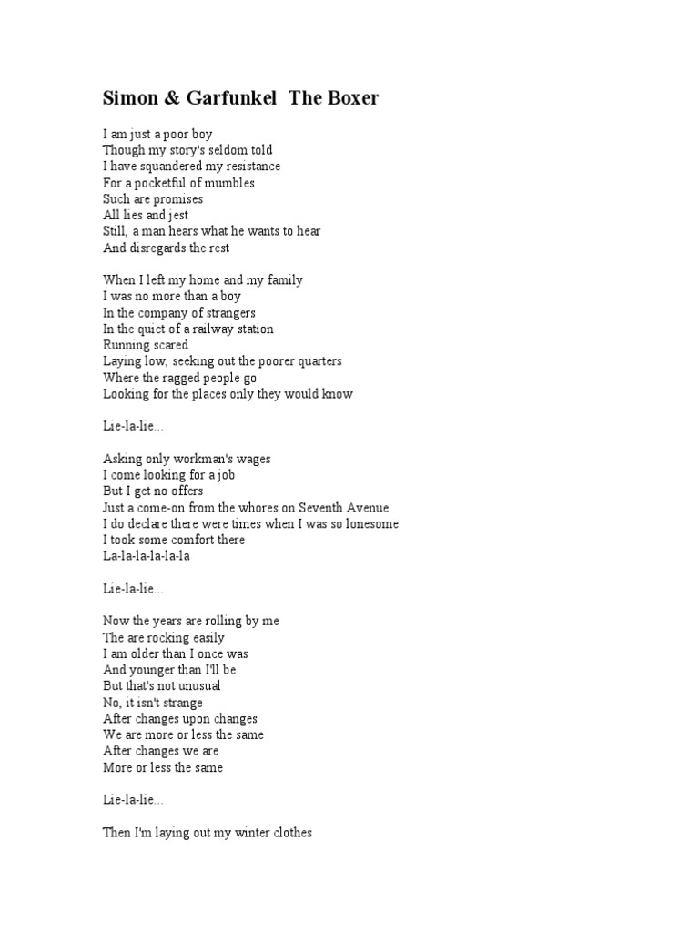 Simon & Garfunkel The Boxer | PDF