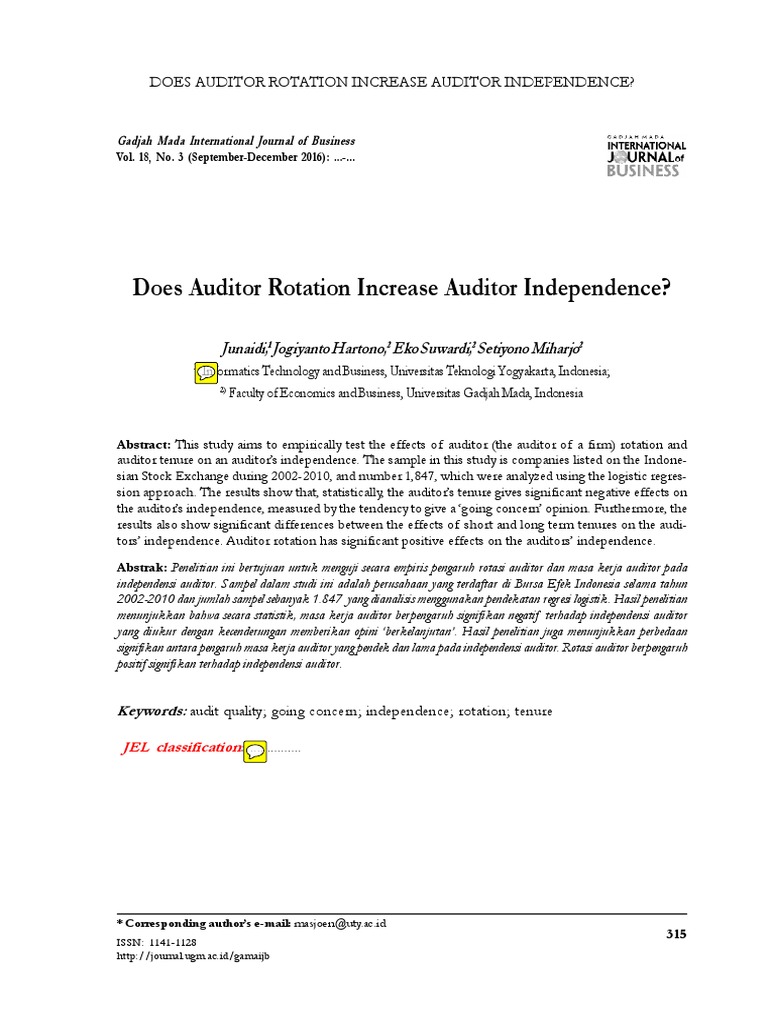 2 Does Auditor Rotation Increase Auditor Independence | PDF | Going ...