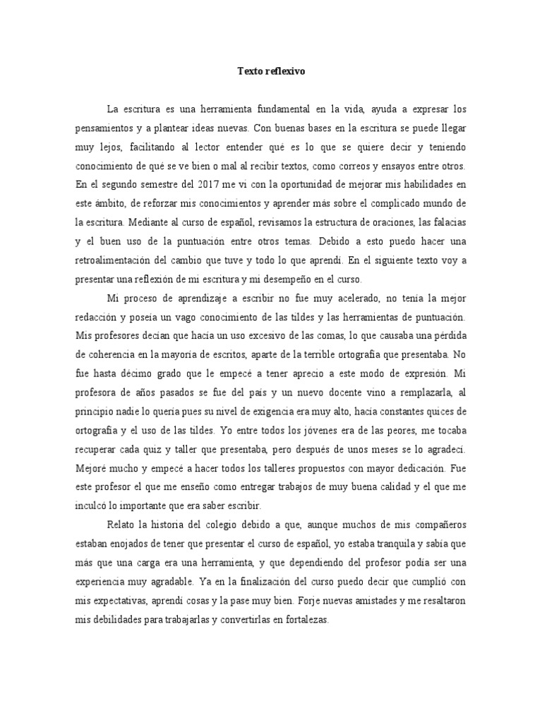 Reflexión sobre mi proceso de escritura | PDF | Maestros | Cognición