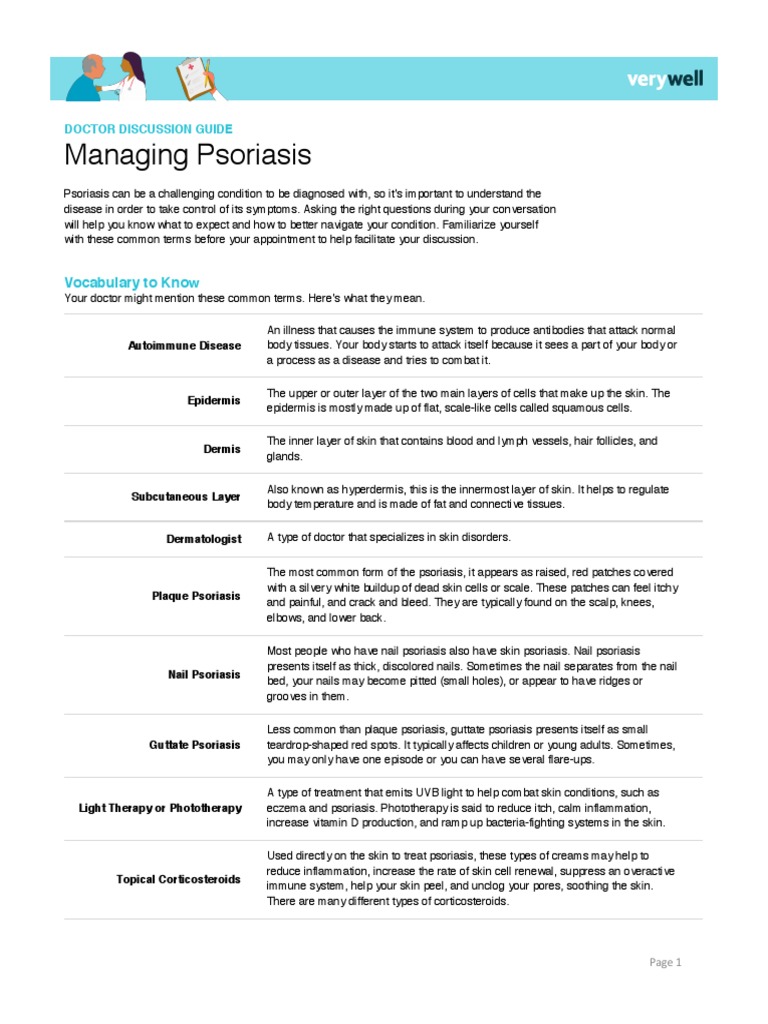 Psoriasis Doctor Discussion Guide | PDF | Psoriasis | Dermatitis