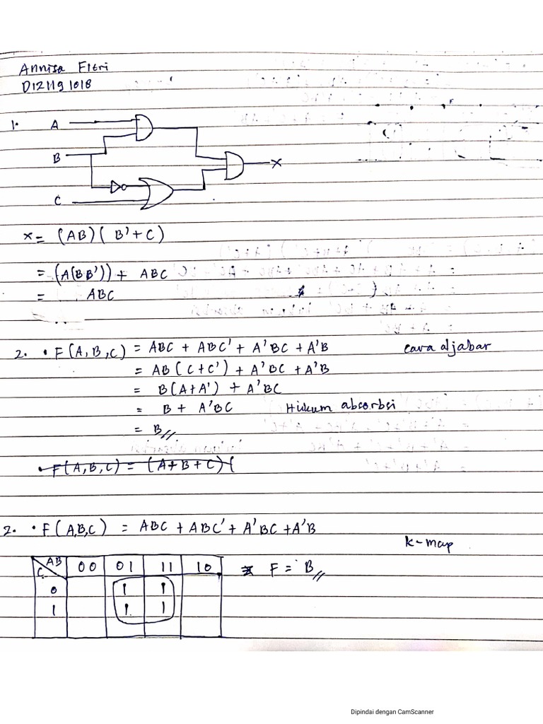 Soal Dan Jawaban Aljabar Boolean Dan K-Map | PDF