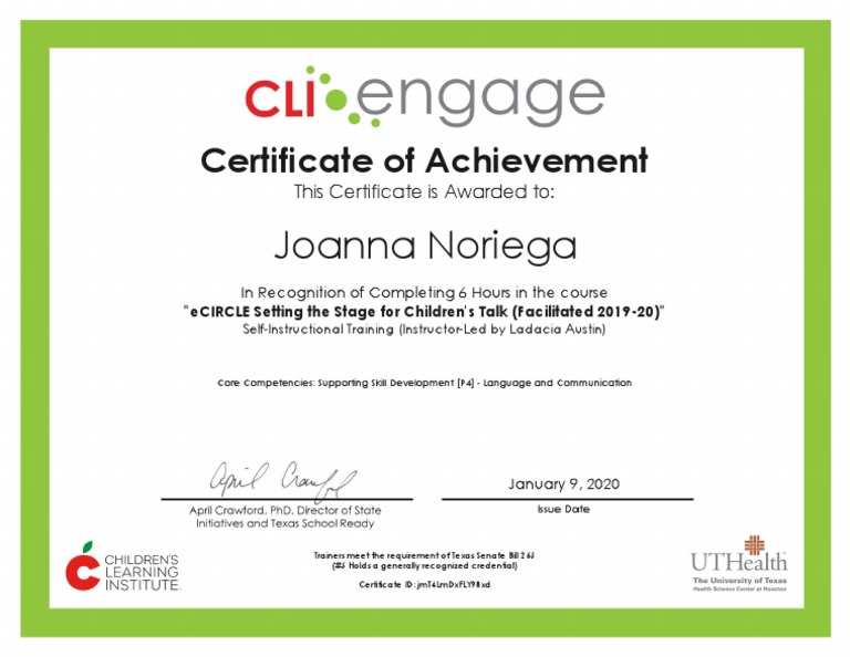 Certificate of Achievement for eCIRCLE Course | PDF