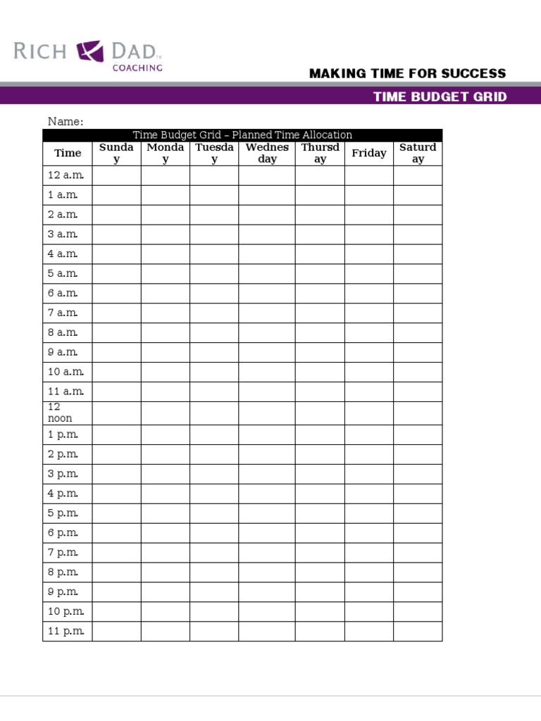 Time Budget Grid | PDF