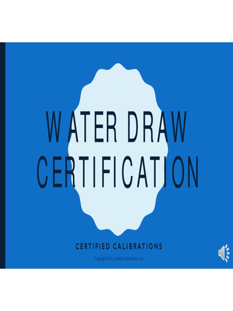 Water Draw Presentation | PDF | Calibration | Flow Measurement